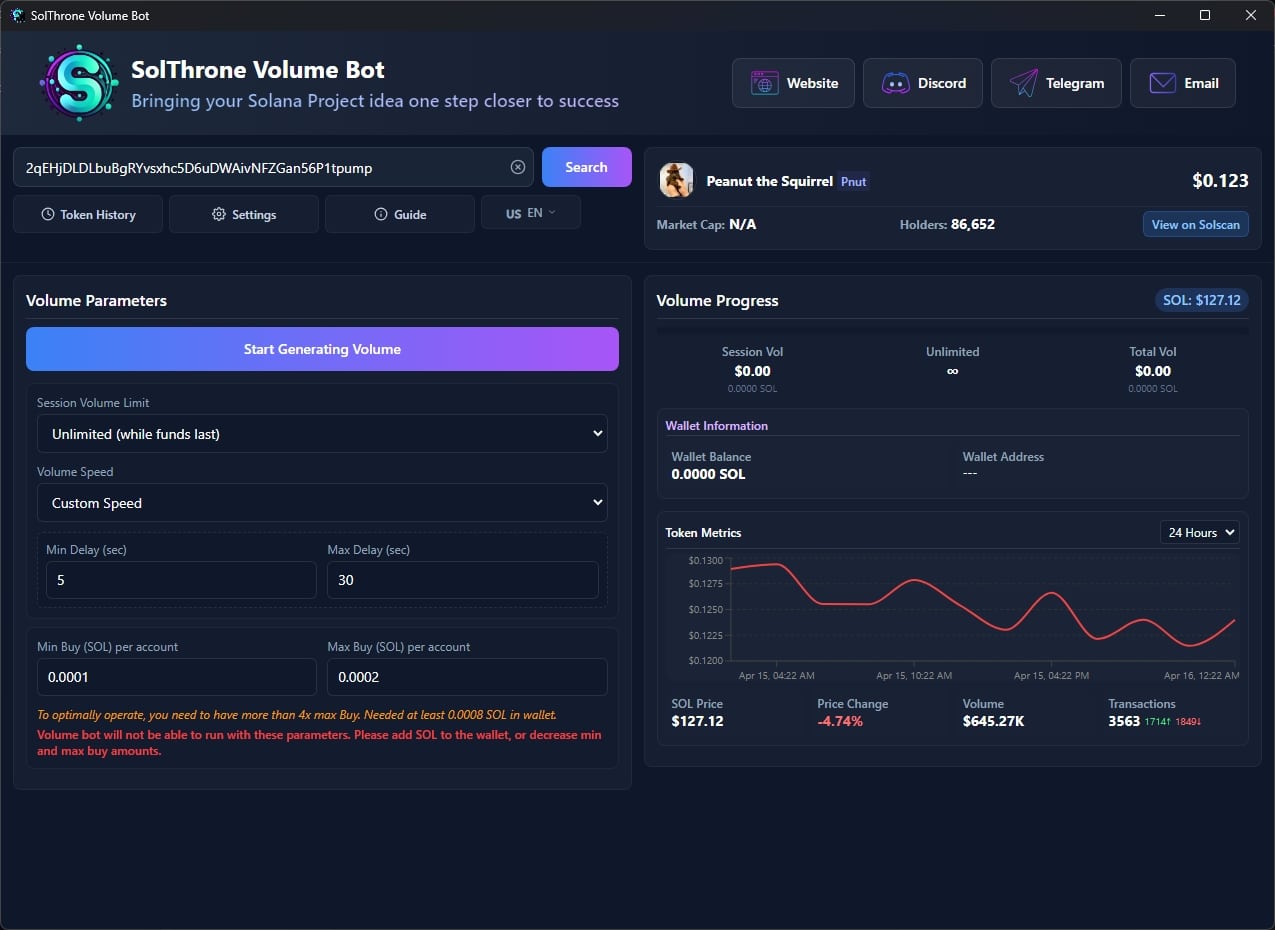 SolThrone Solana Volume Bot - PumpFun, Raydium, PumpSwap